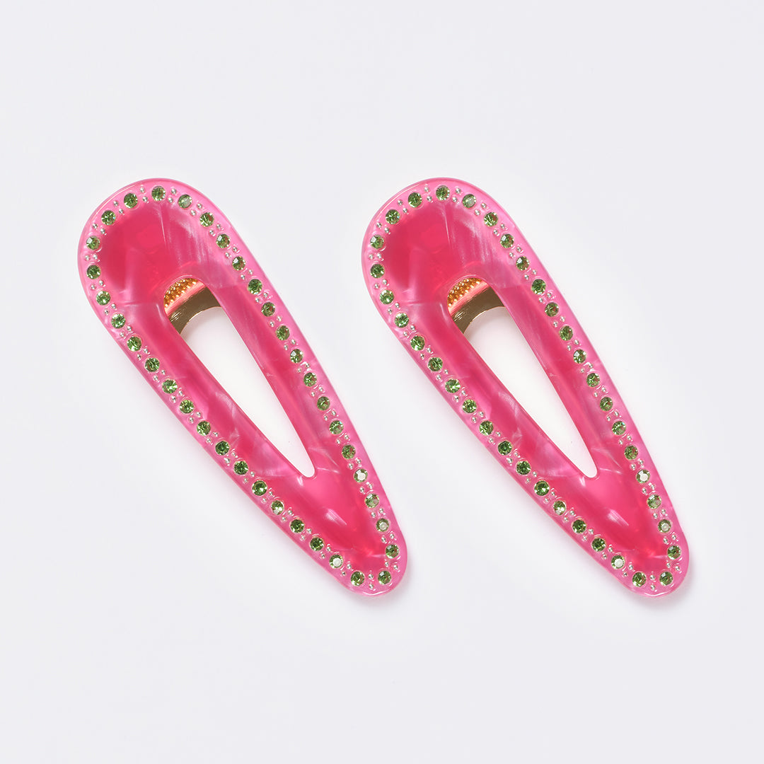 Crystal Teardrop Clip in Pink Punch – KATYA